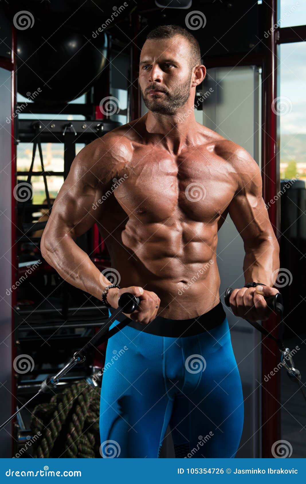 Bodybuilder Exercising Chest on Machine Stock Photo - Image of ...