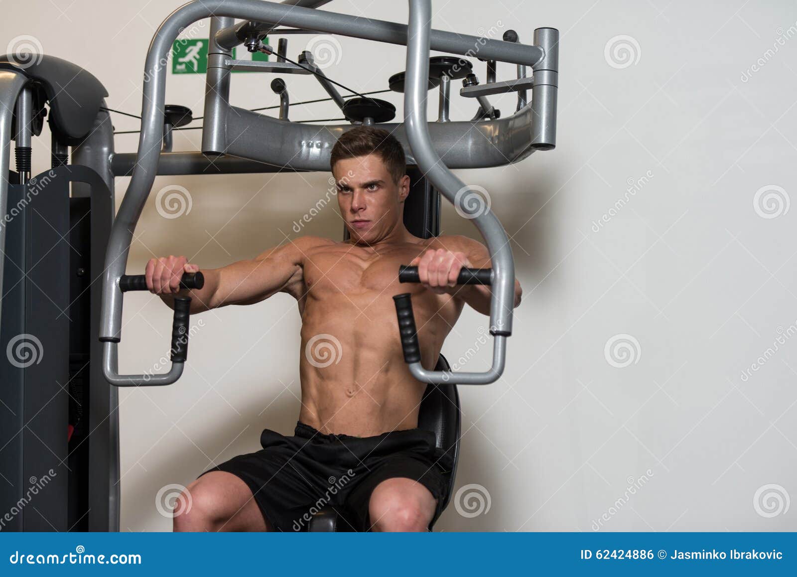 Bodybuilder Exercising Chest Stock Photo - Image of build, muscle: 62424886