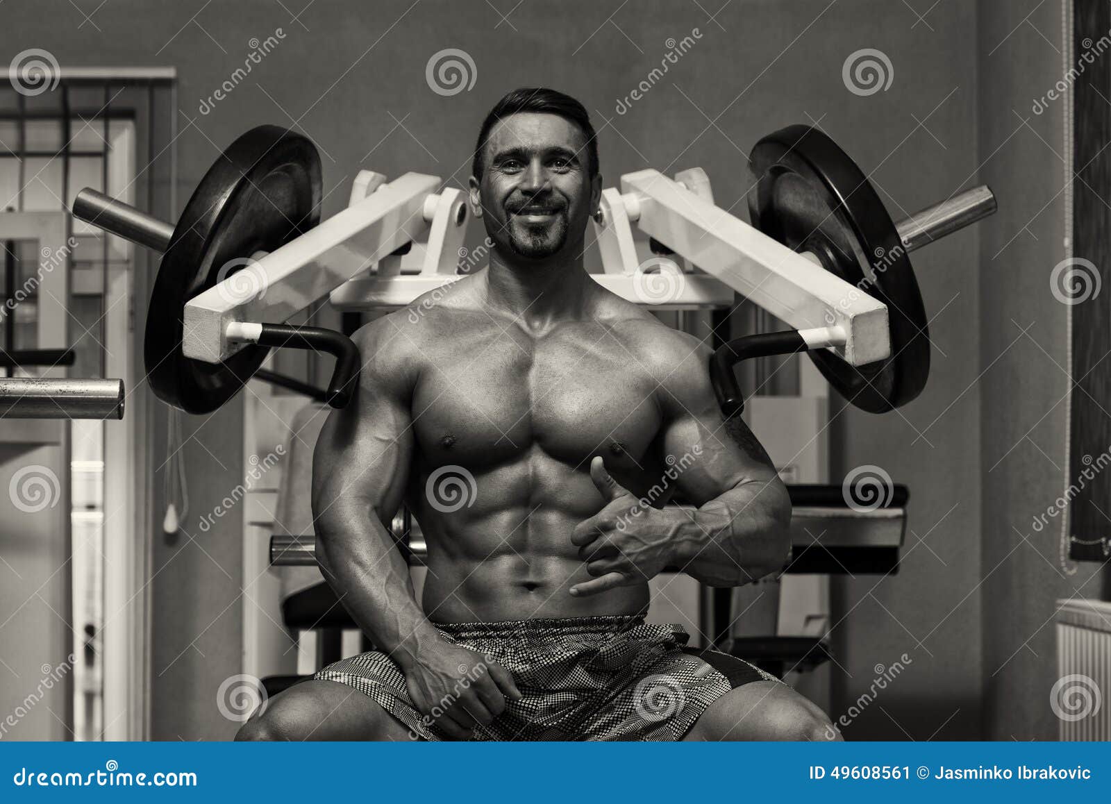 Bodybuilder Exercising Shoulders Stock Image - Image of bodybuilding ...