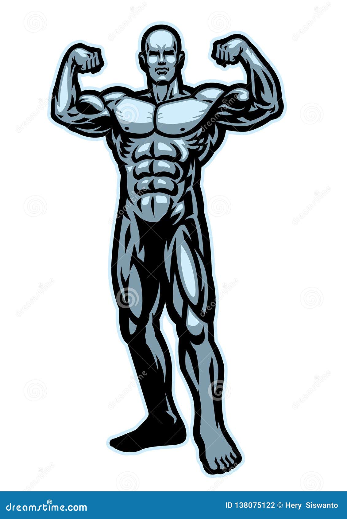 Bodybuilder Flexing Muscle Pose Vector Illustration | CartoonDealer.com ...
