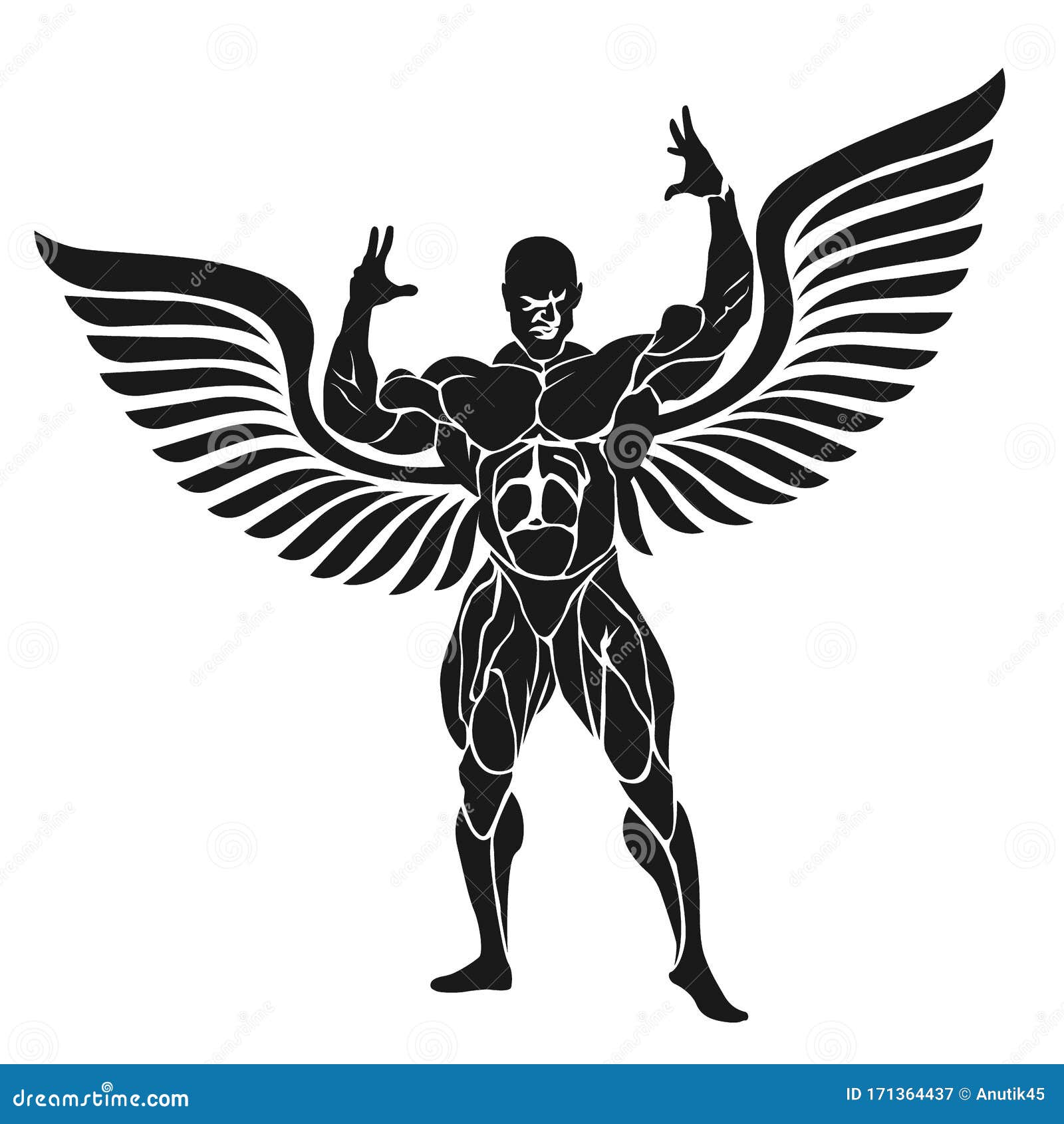 Bodybuilder Flexing Muscles, Vector Illustration Stock Vector ...