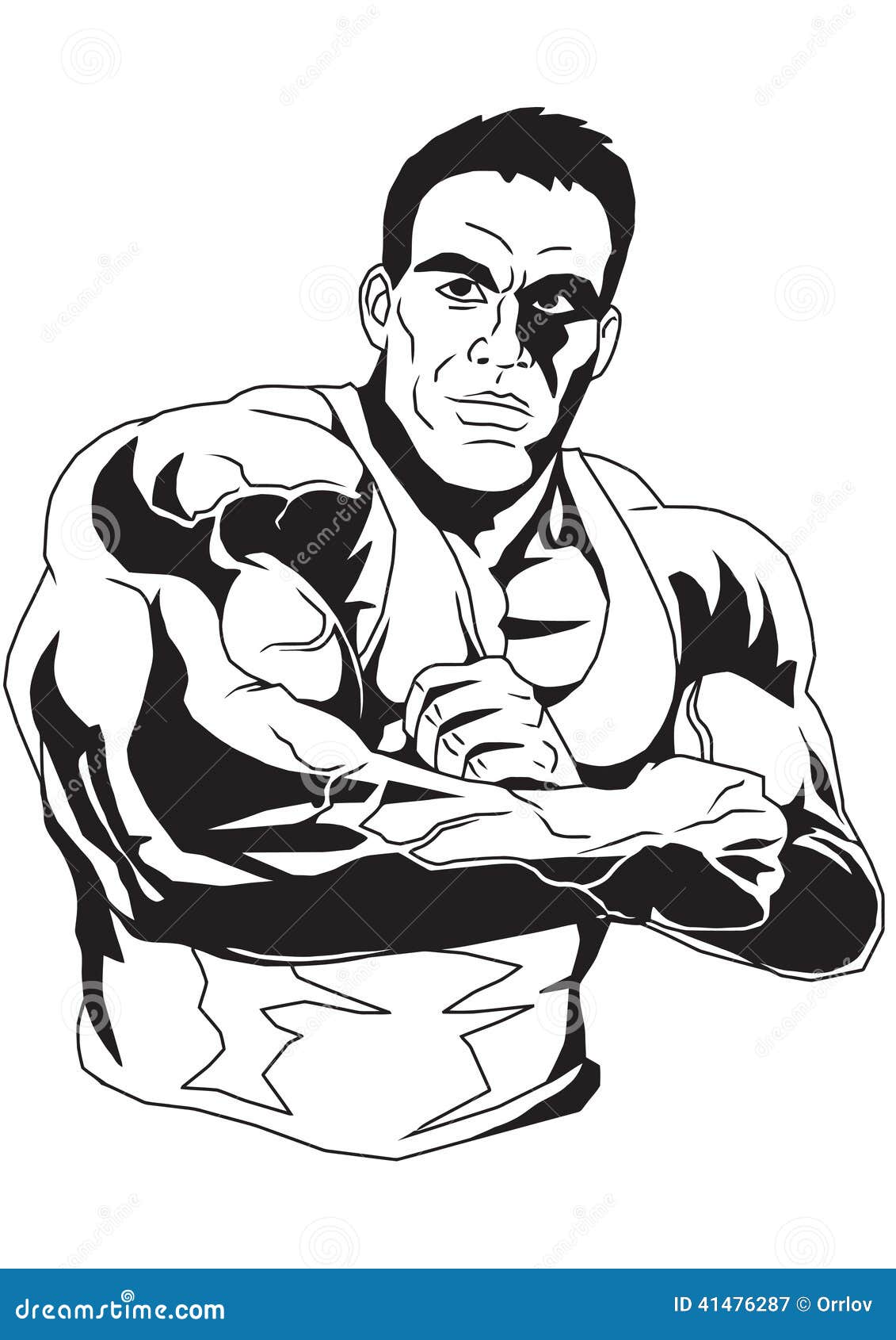 Bodybuilder Folded His Hands on His Chest Stock Vector - Illustration ...