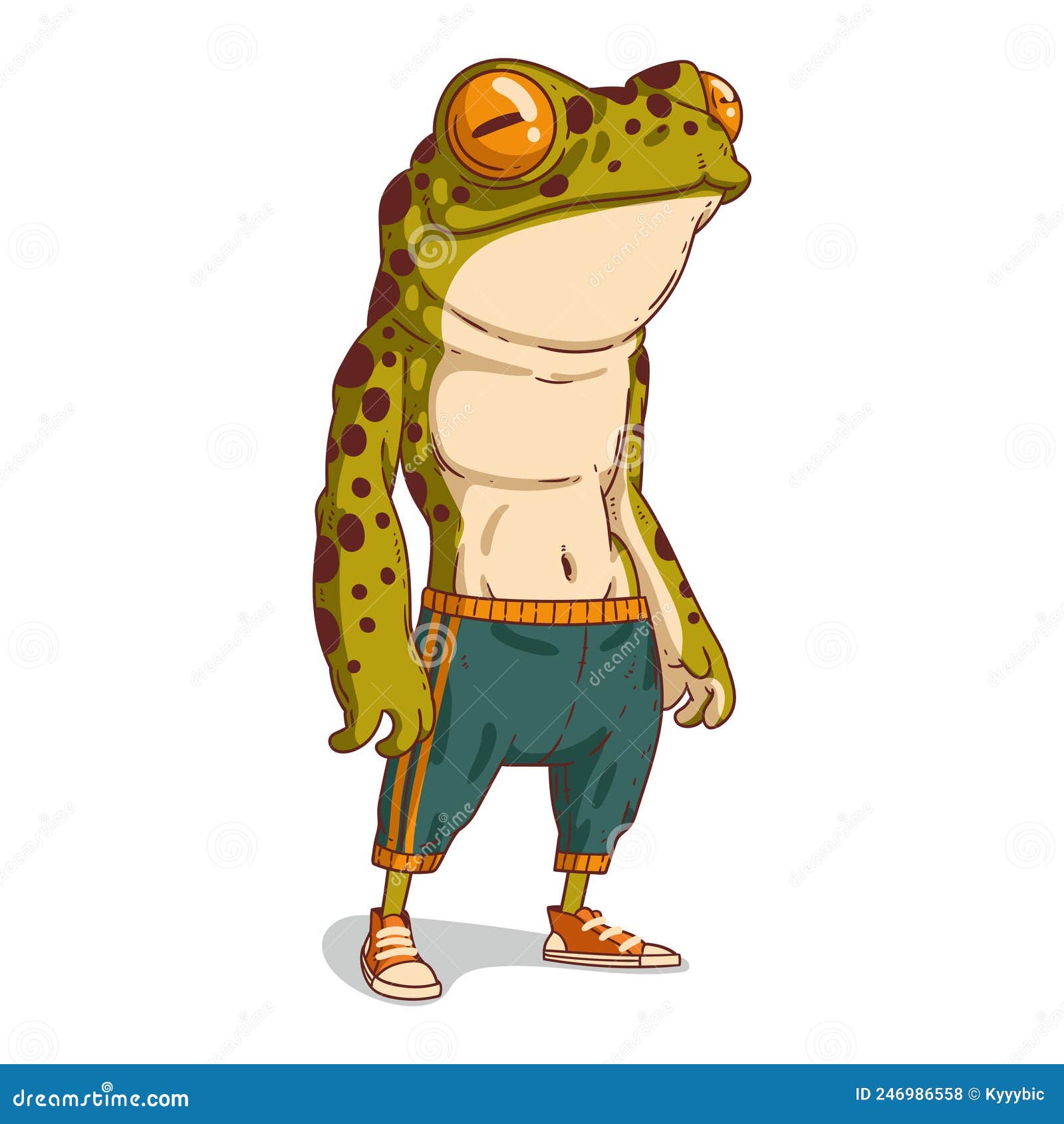 A Bodybuilder Frog, Isolated Vector Illustration. Anthropomorphic Frog ...