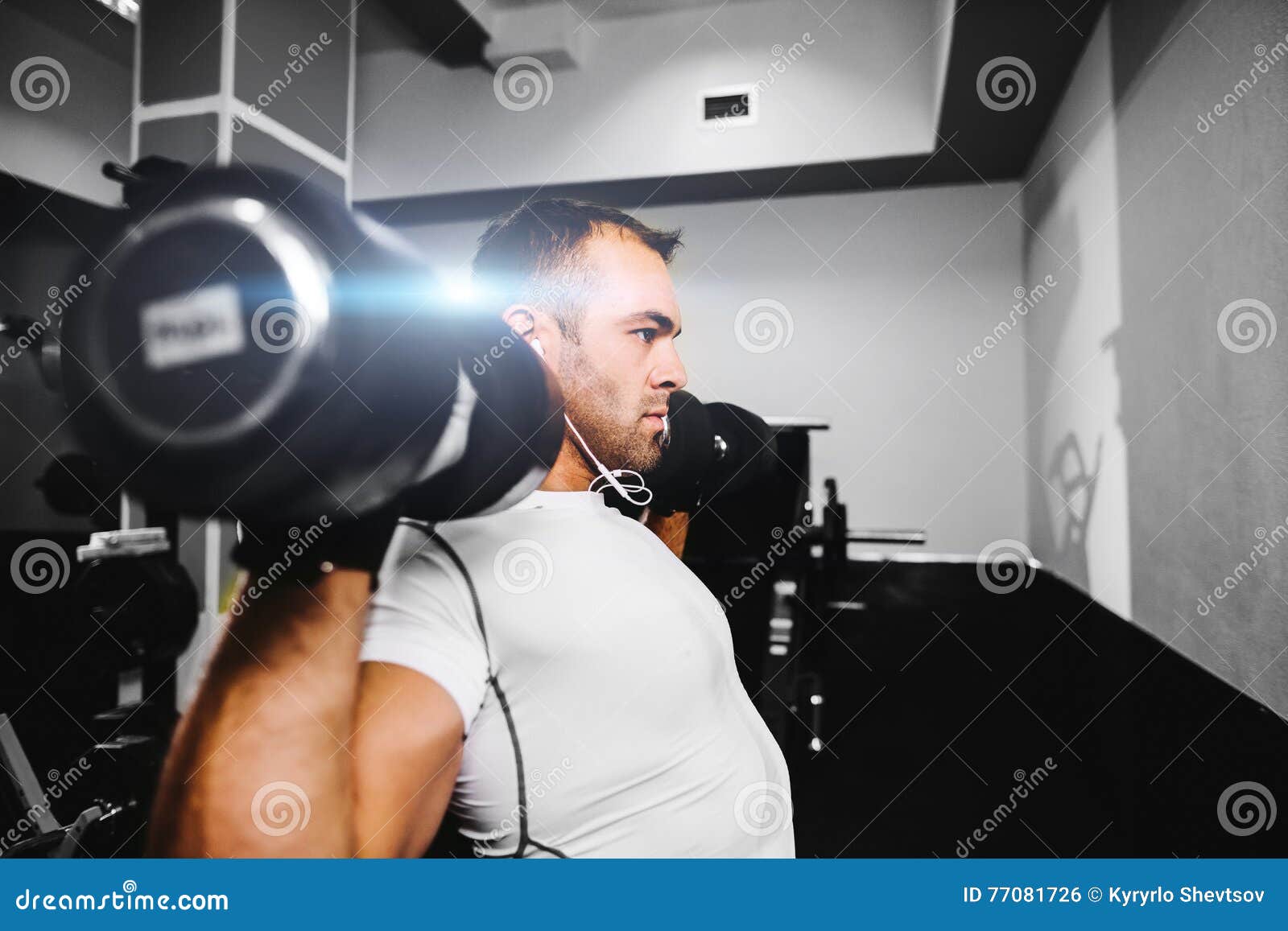 Bodybuilder Guy Pumping Hands in Gym Stock Photo - Image of fitness ...