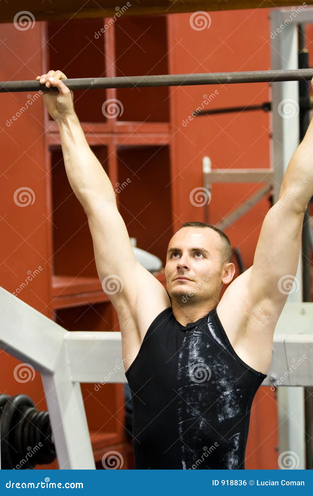 Bodybuilder in gym stock photo. Image of inside, effort - 918836