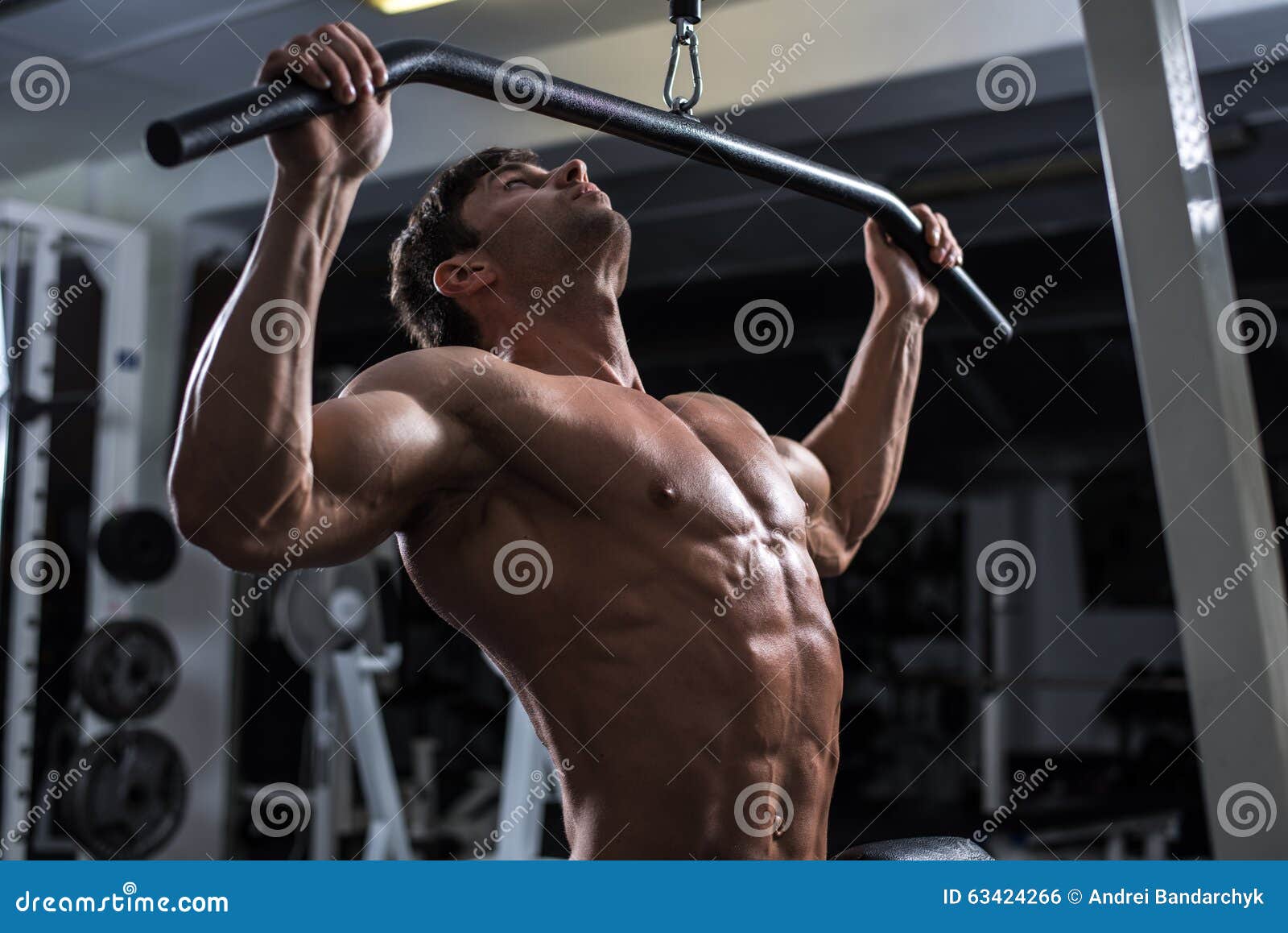 Bodybuilder in the gym stock photo. Image of male, dumbbell - 63424266