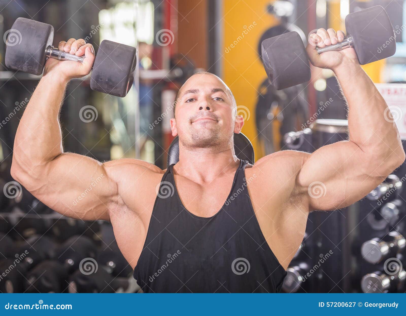 Bodybuilder at gym stock image. Image of athletic, healthy - 57200627