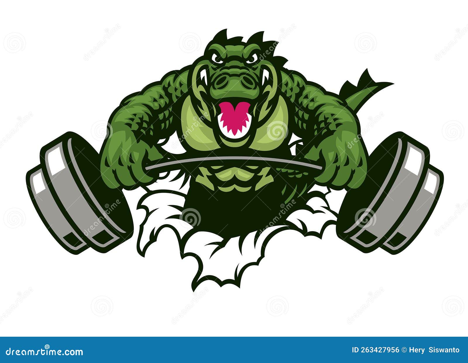 Alligator Bodybuilder With Big Biceps Cartoon Vector | CartoonDealer ...