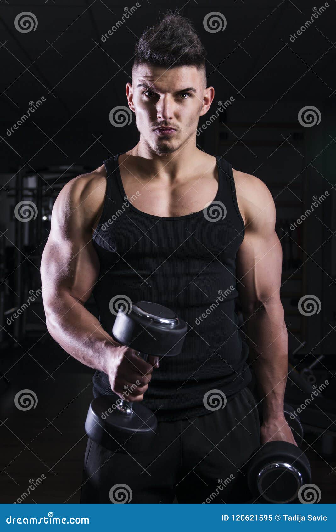 Bodybuilder at gym stock image. Image of lifting, muscle - 120621595