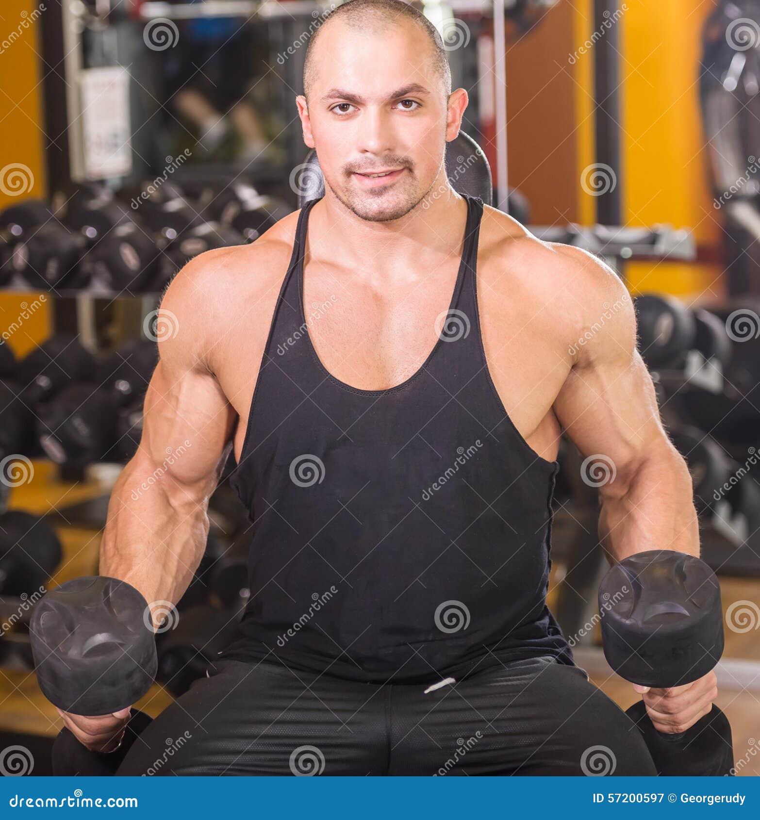 Bodybuilder at gym stock image. Image of exercise, male - 57200597