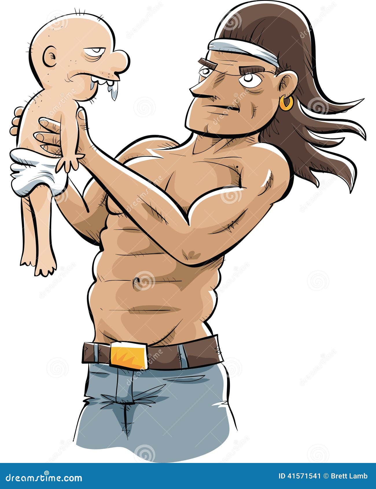Bodybuilder Holding Baby stock illustration. Illustration of infant ...