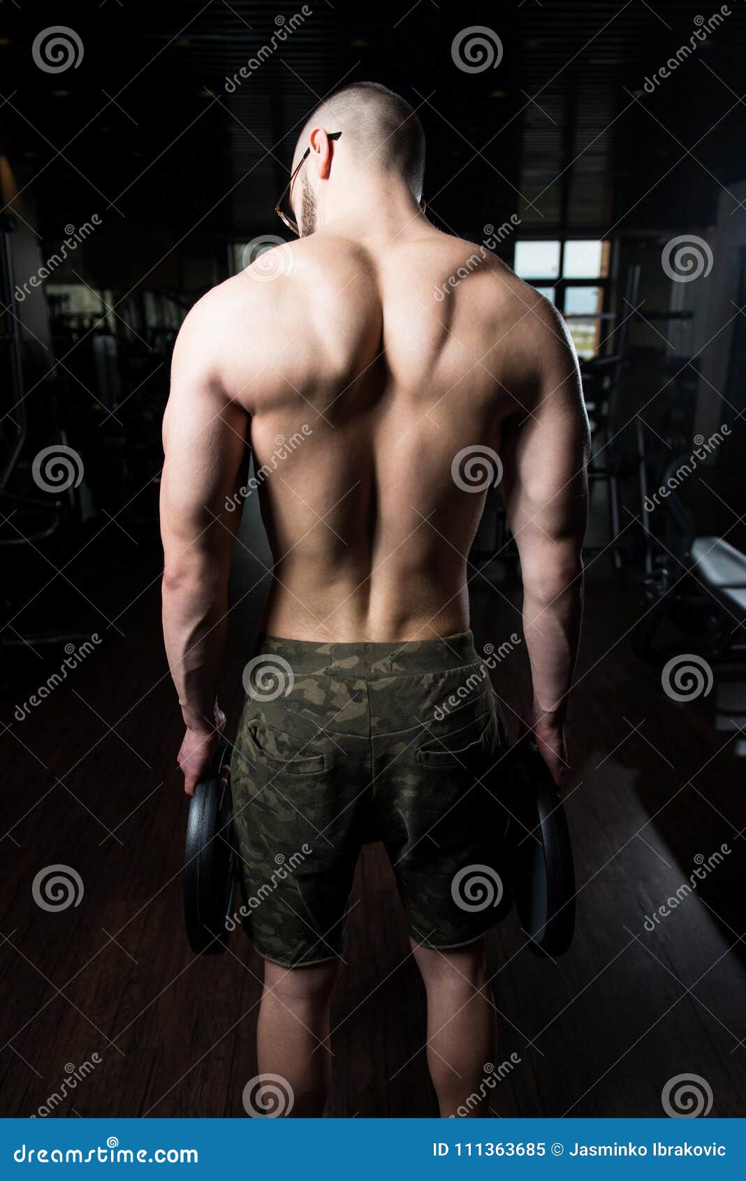 Bodybuilder Holding Weights in Hand Stock Image - Image of fitness ...