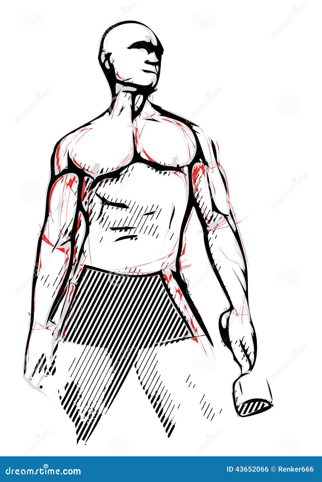 Bodybuilder illustration stock vector. Illustration of pencil - 43652066