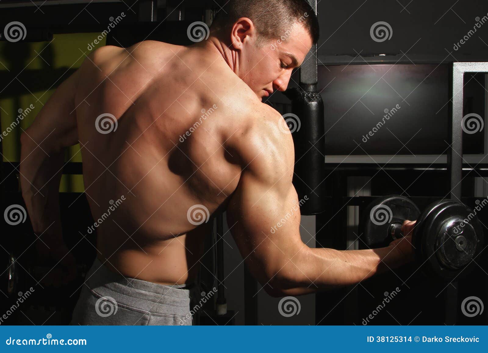 Bodybuilder Lifting Weights Stock Photo - Image of abdomen, muscular ...