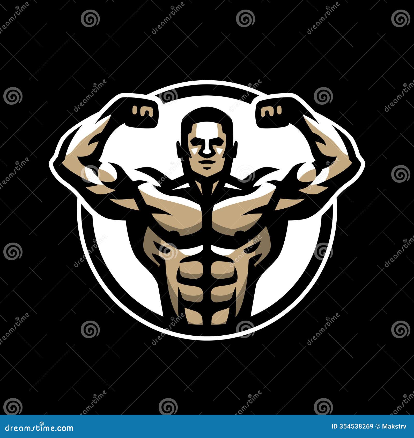 Bodybuilder Logo. Double Biceps. Vector Illustration | CartoonDealer ...