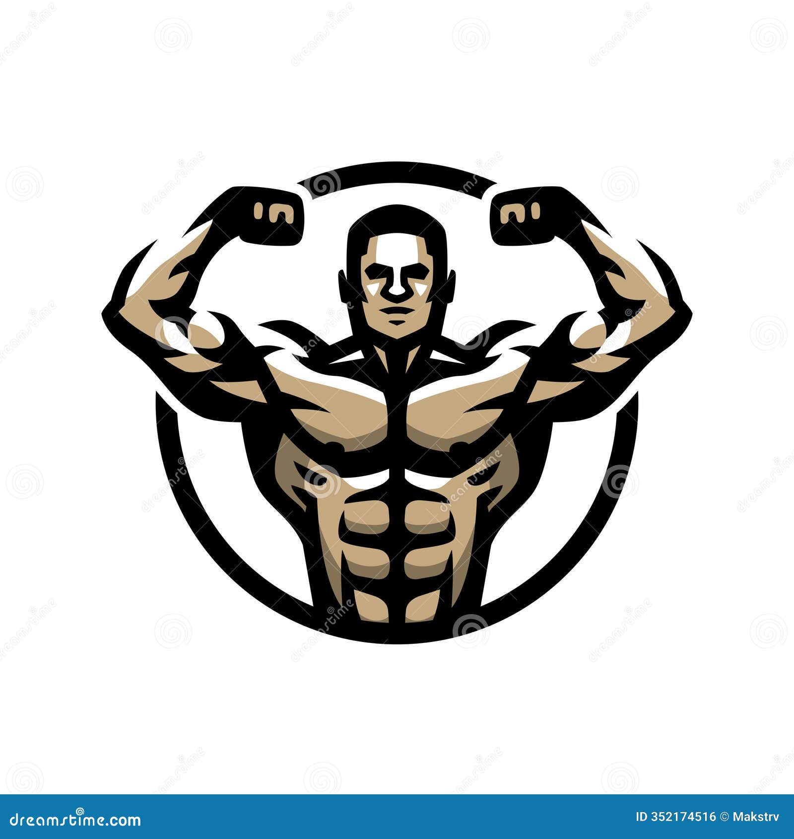 Bodybuilder Logo. Double Biceps. Vector Illustration | CartoonDealer ...