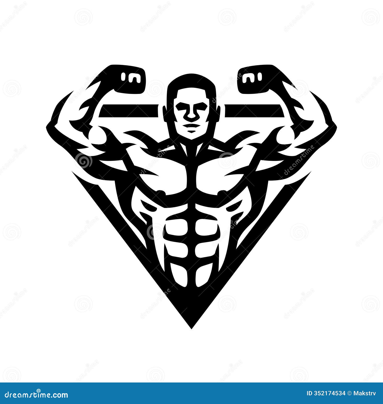 Bodybuilder Logo. Double Biceps. Vector Illustration | CartoonDealer ...