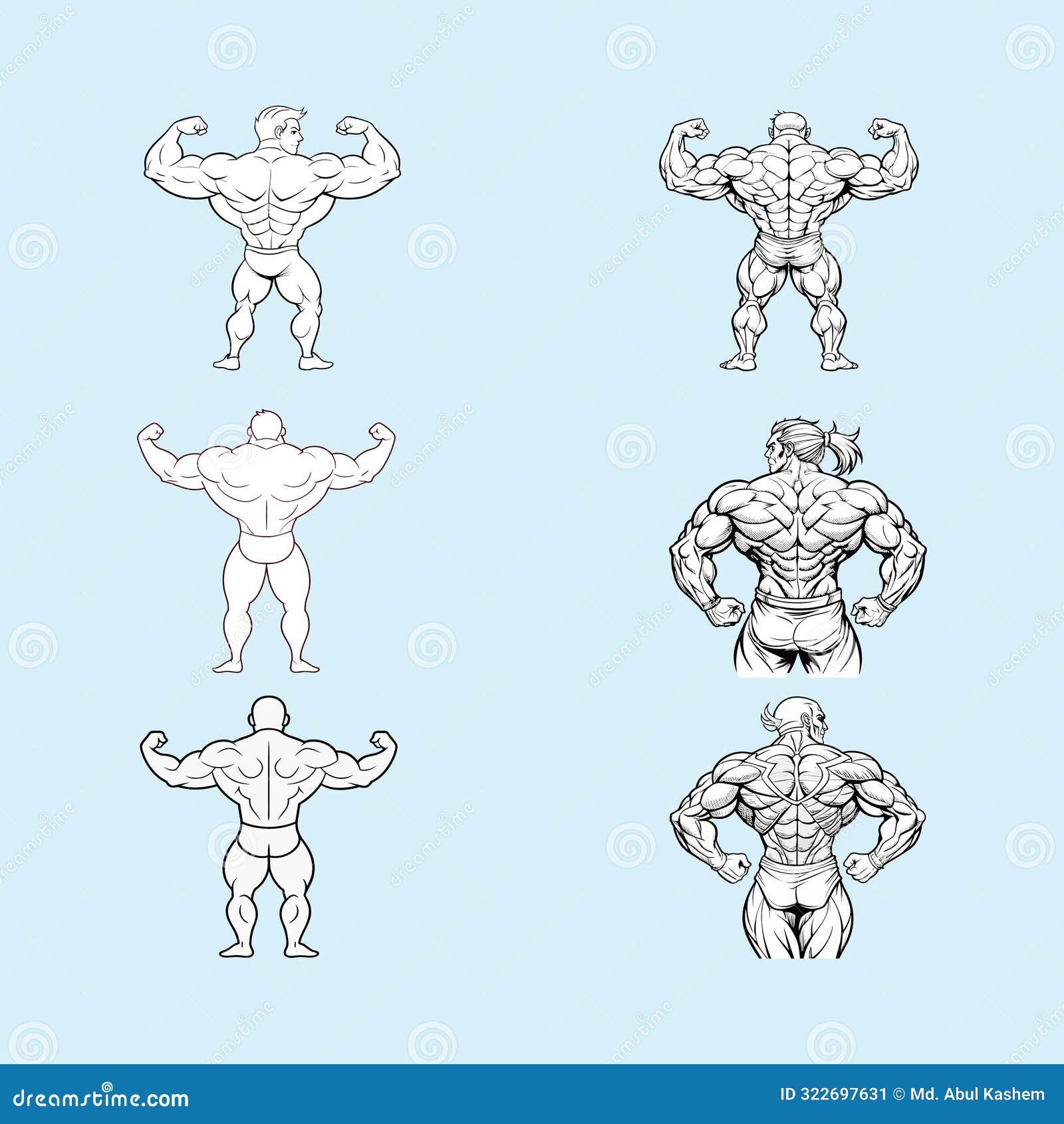 Bodybuilder Men in Pose Vector Icon Stock Illustration - Illustration ...
