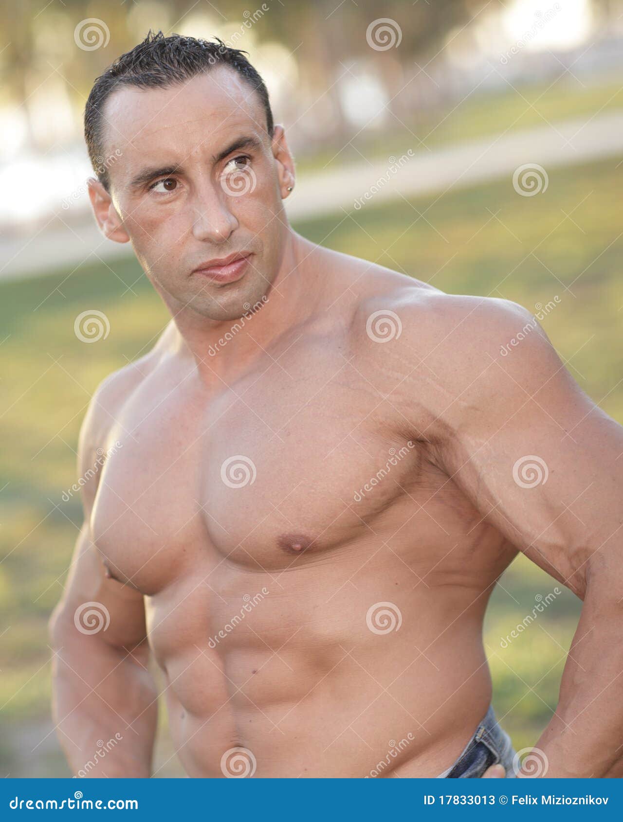 Bodybuilder in the park stock image. Image of strong - 17833013
