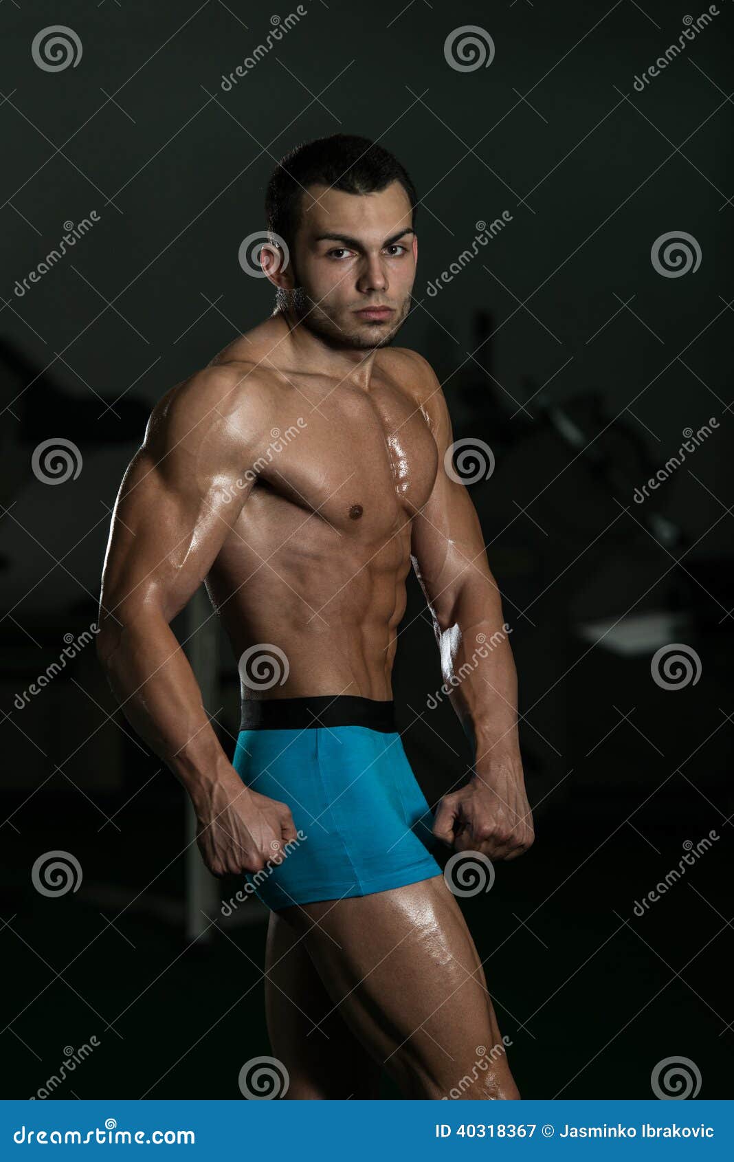 Bodybuilder Performing Side Chest Poses Stock Image - Image of flexing ...