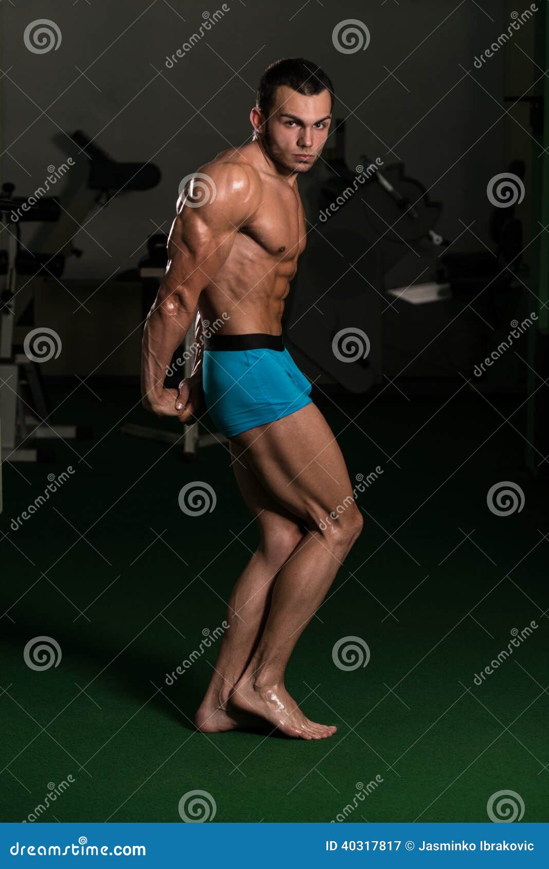 Bodybuilder Performing Side Triceps Poses Stock Image - Image of ...