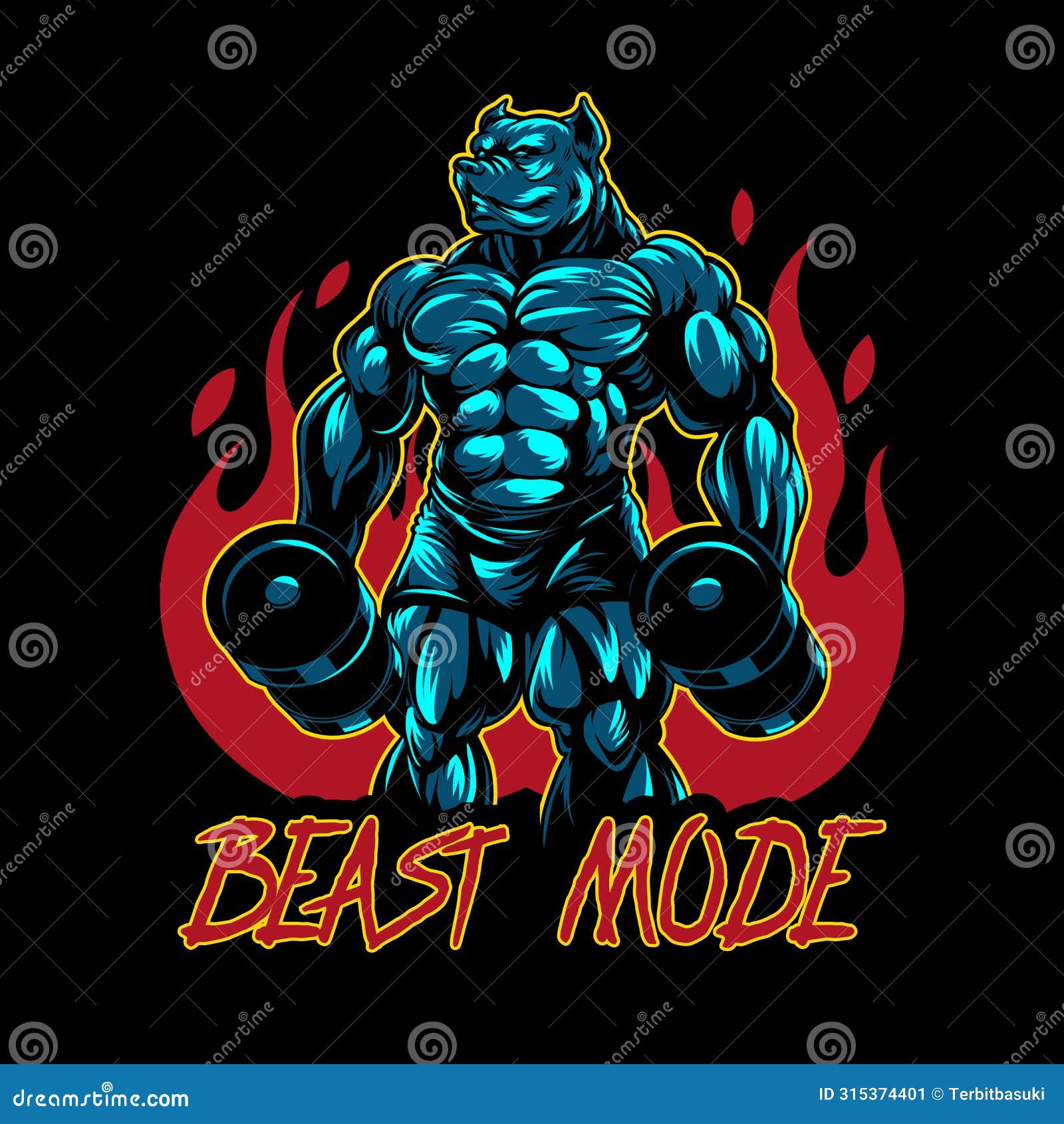 Bodybuilder Pitbull Gym Just Lift It Cartoon Vector | CartoonDealer.com ...