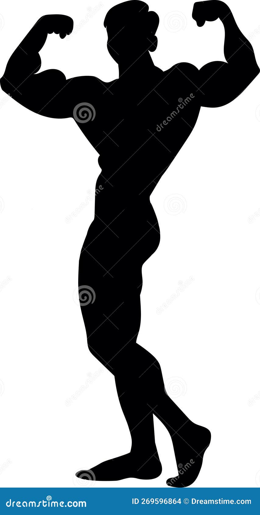 Bodybuilder Pose. Stock Illustration. Black Silhouette. Front View ...