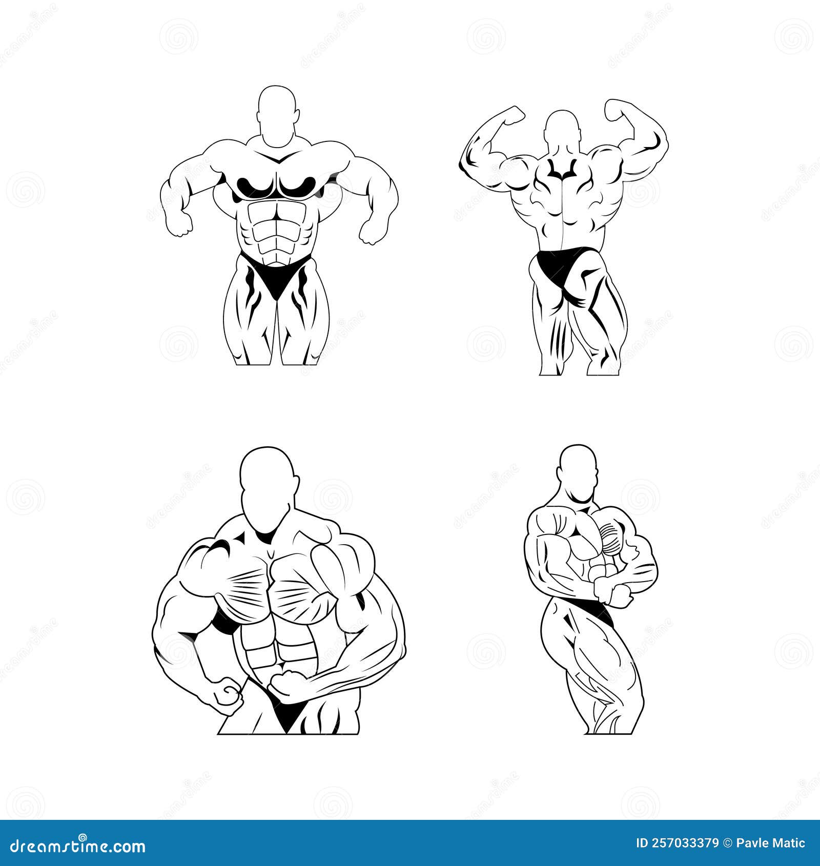 Bodybuilder Poses Icon Isolated on White Stock Vector - Illustration of ...