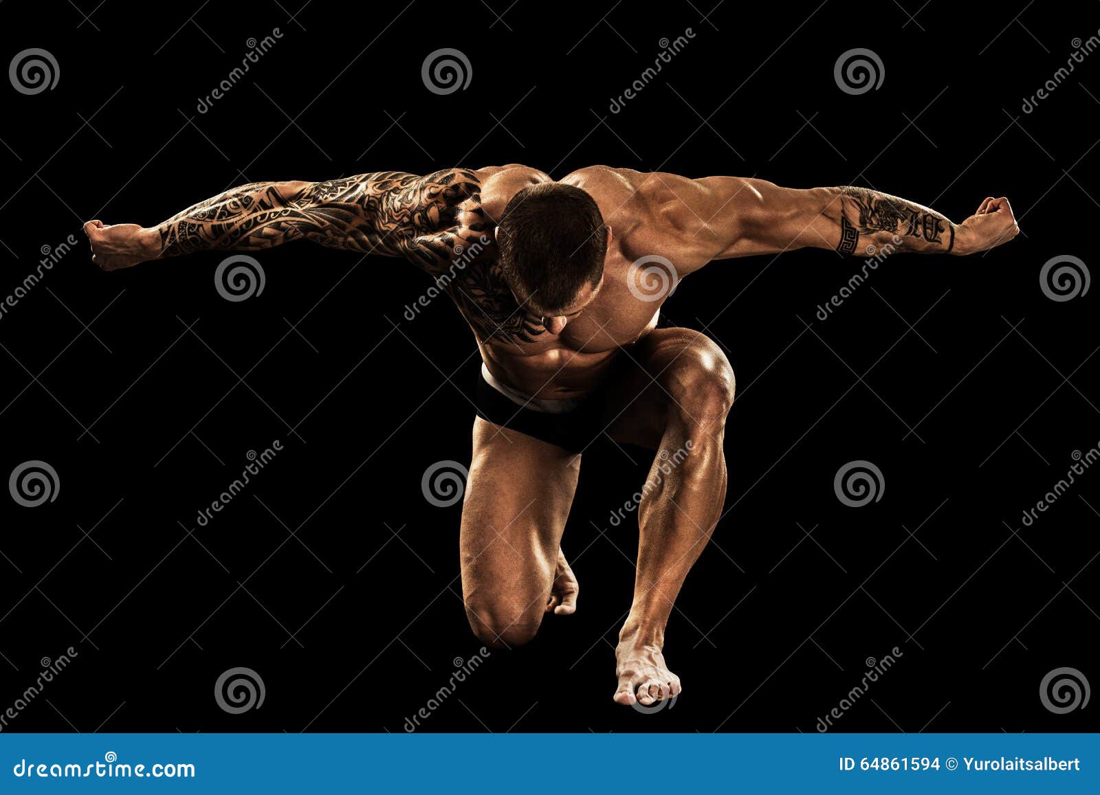 Bodybuilder posing. stock photo. Image of athletic, handsome - 64861594