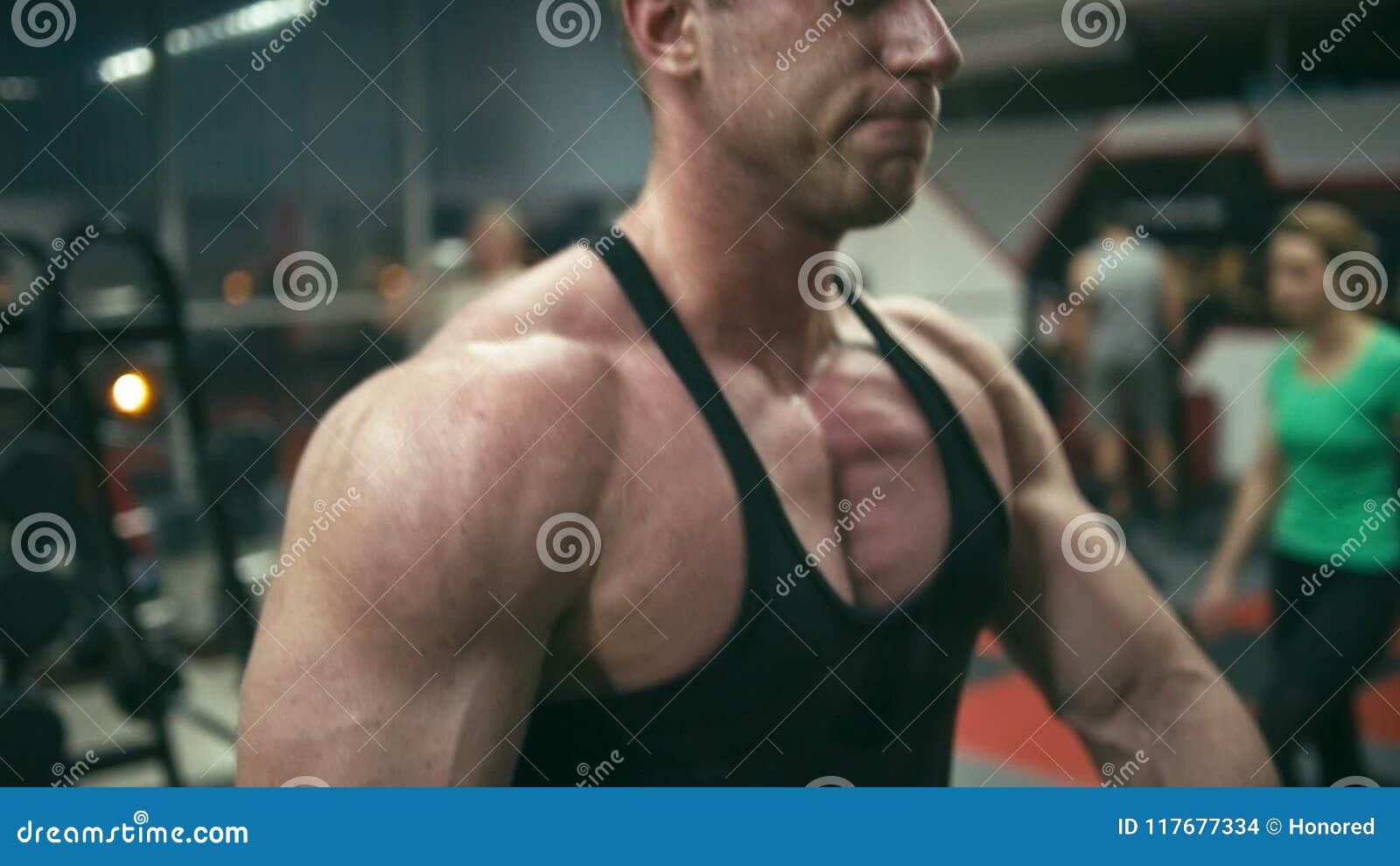 Bodybuilder posing in gym stock footage. Video of adult - 117677334