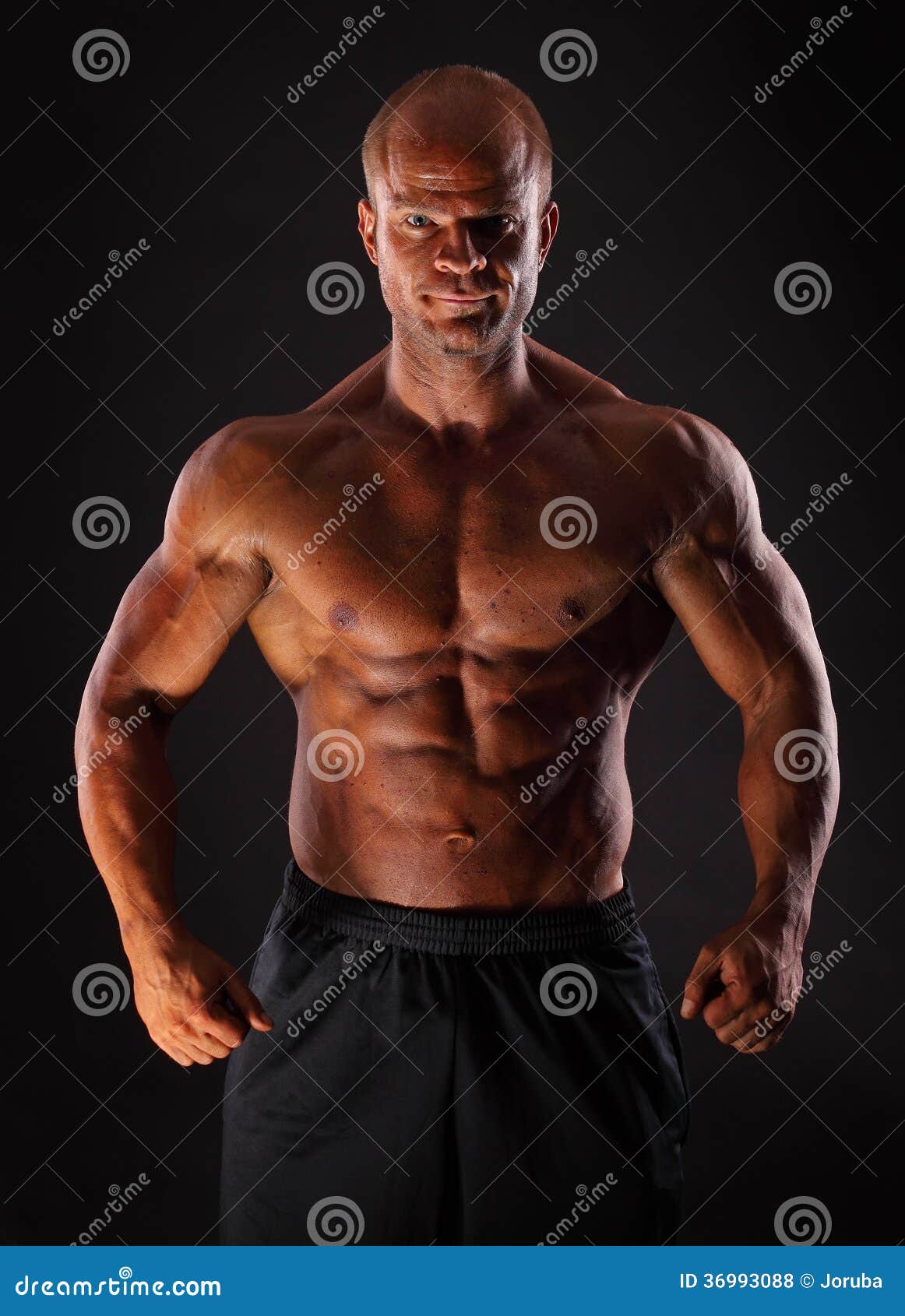 Bodybuilder posing stock photo. Image of portrait, caucasian - 36993088