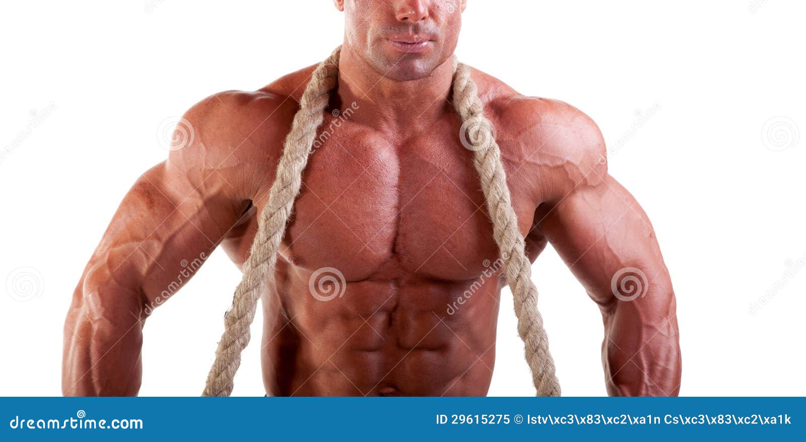 Bodybuilder Posing with Rope Stock Image - Image of flex, flexing: 29615275