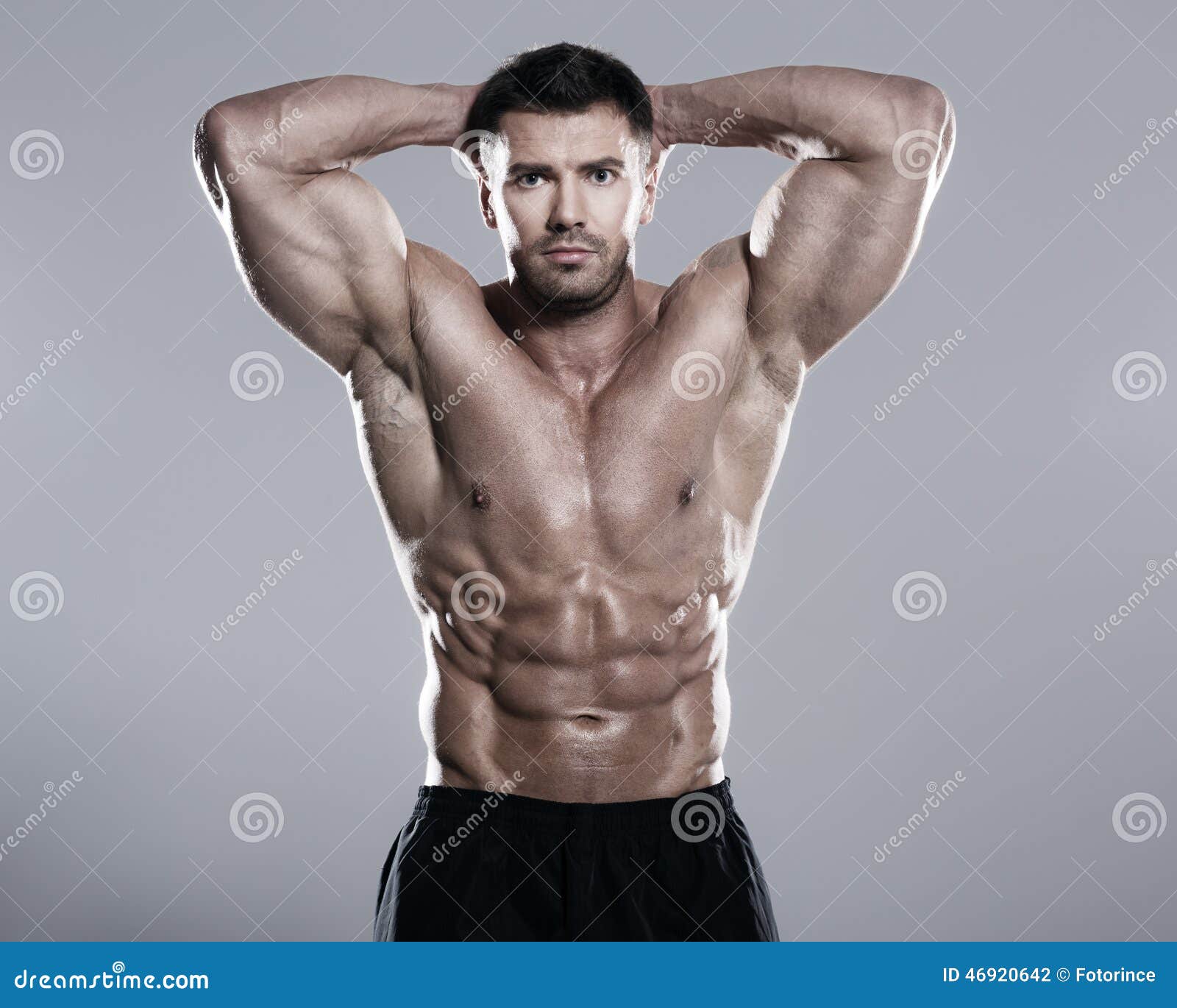 Bodybuilder posing stock photo. Image of studio, male - 46920642