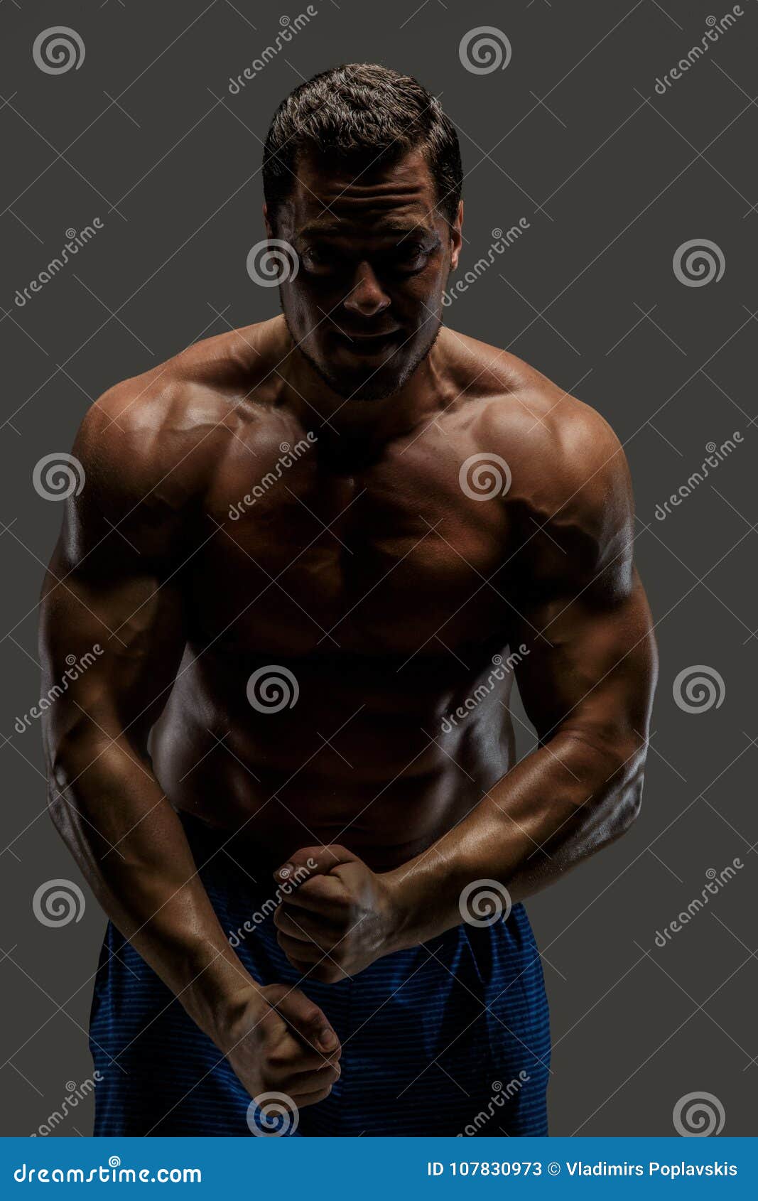 Awesome Muscular Guy Posing in Studio. Stock Image - Image of pecs ...