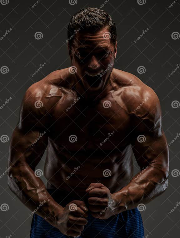 Handsome Bodybuilder in Studio Stock Image - Image of isolated ...