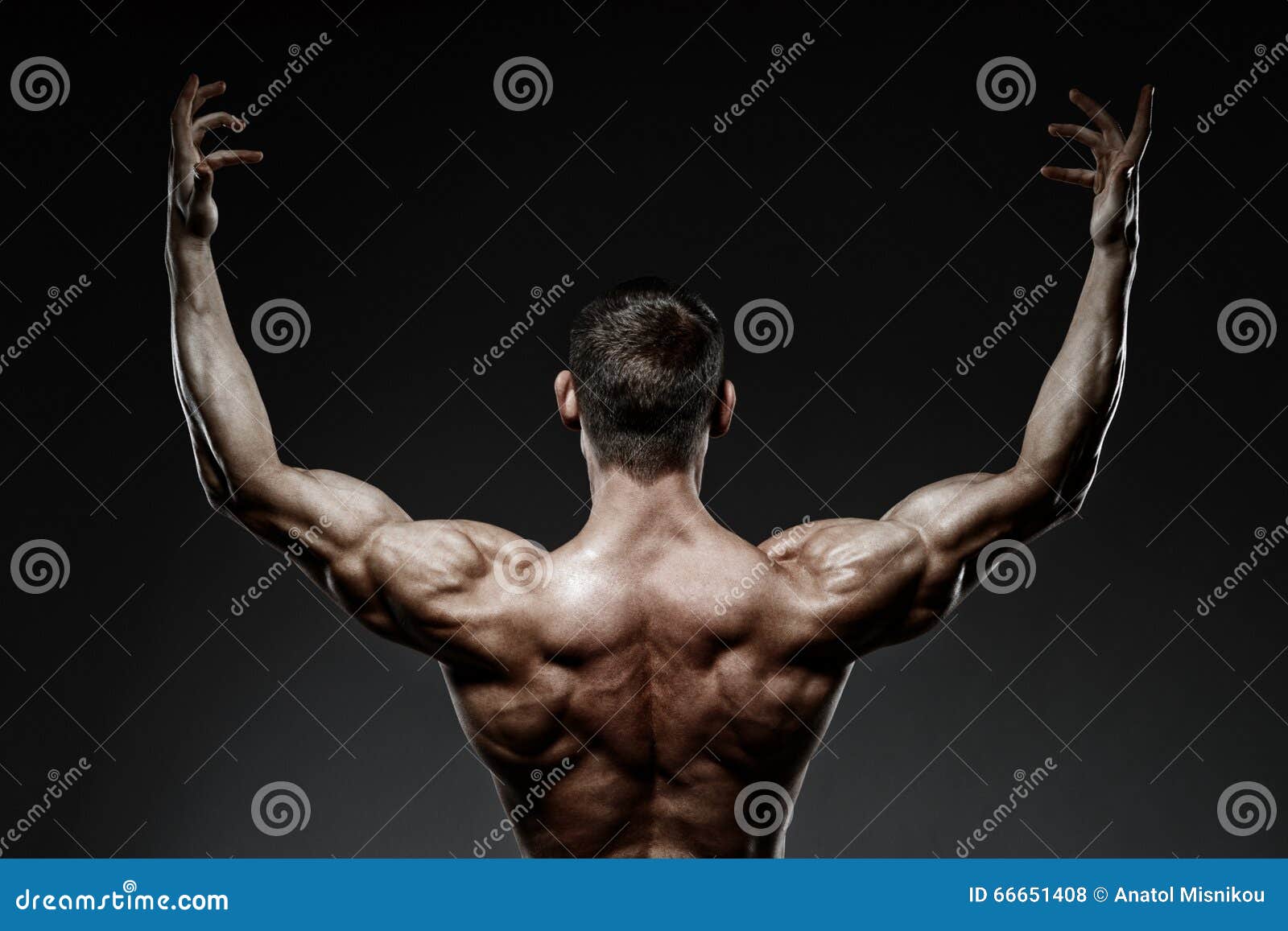 Bodybuilder Posing and Turned His Back Stock Photo - Image of improving ...