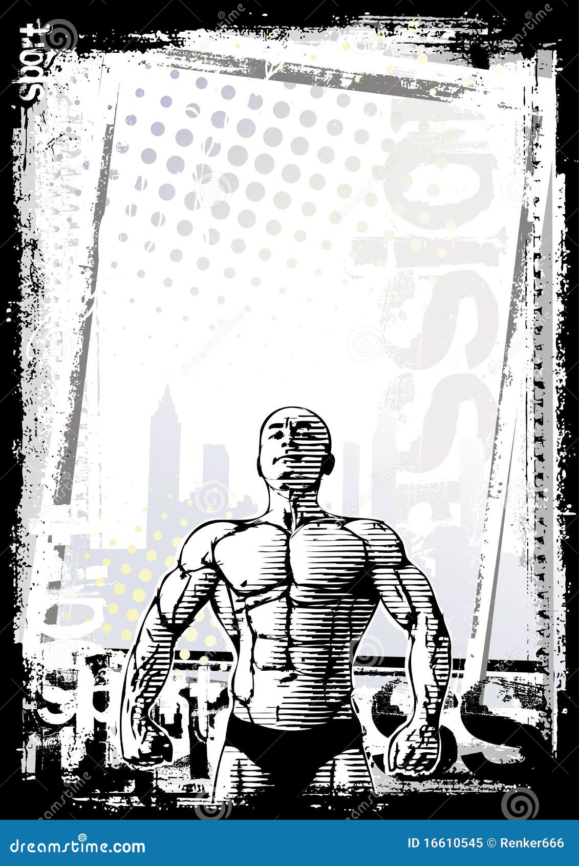 Bodybuilder Poster Background Vector Illustration | CartoonDealer.com ...
