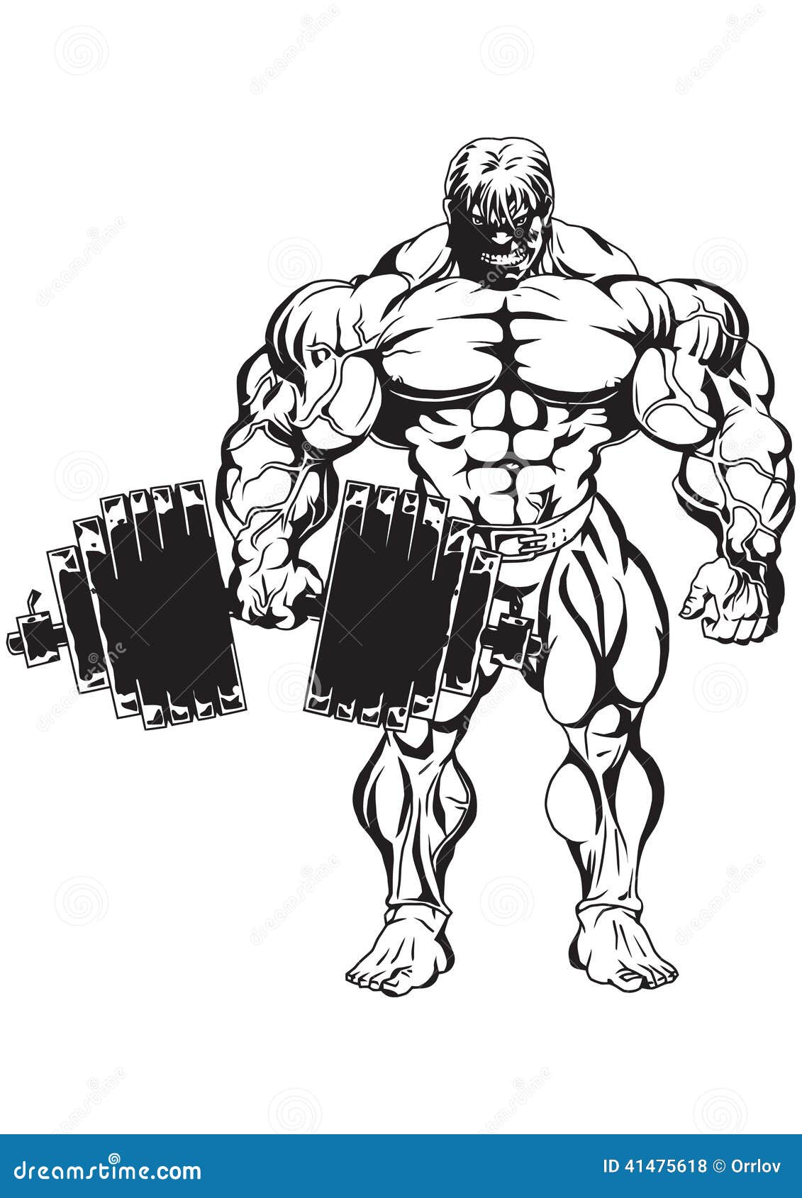 Bodybuilder Trains Hard With Weights Cartoon Vector | CartoonDealer.com ...