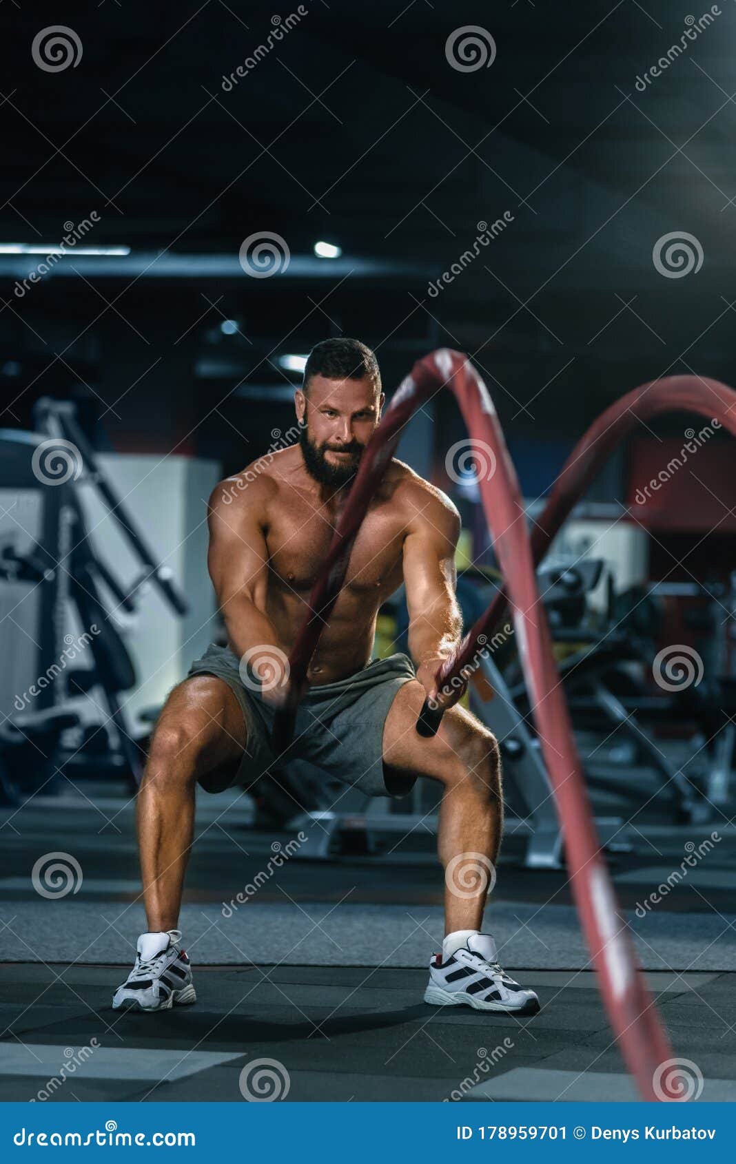Bodybuilder pulling rope stock image. Image of biceps - 178959701