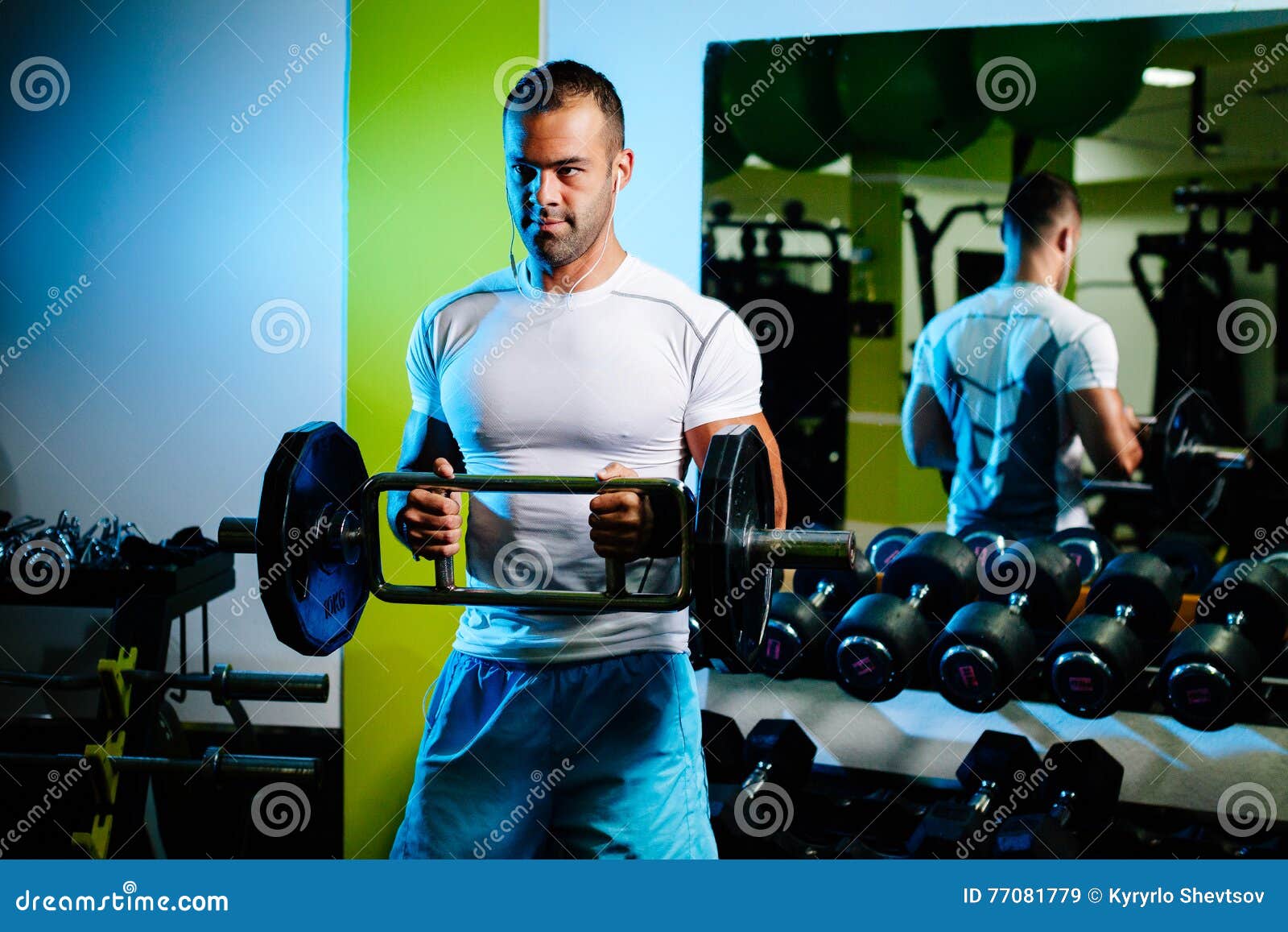 Bodybuilder Pumping Up Hands in Gym Stock Image - Image of people ...