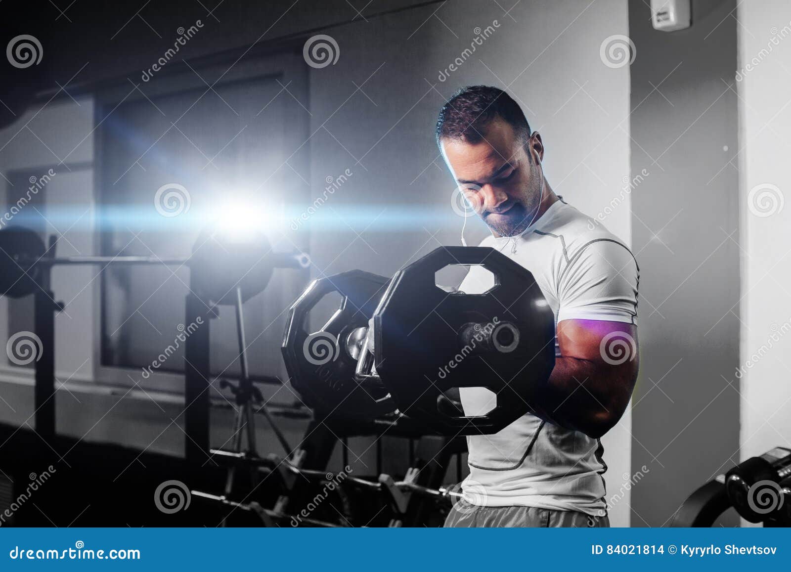 Bodybuilder Pumping Up Hands in Gym Stock Photo - Image of person ...