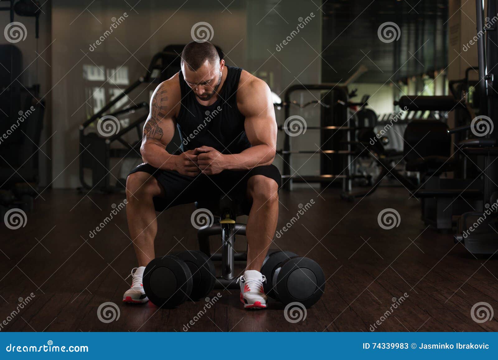 Bodybuilder Resting in Healthy Club Stock Image - Image of leisure ...