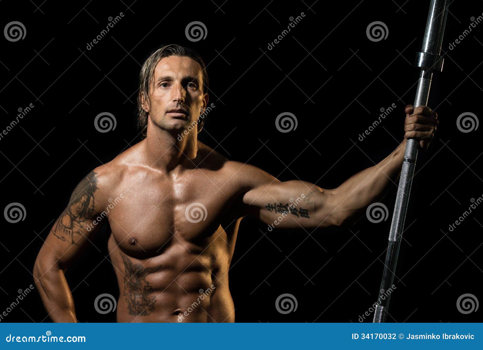 Bodybuilder Resting after Training Stock Photo - Image of macho ...