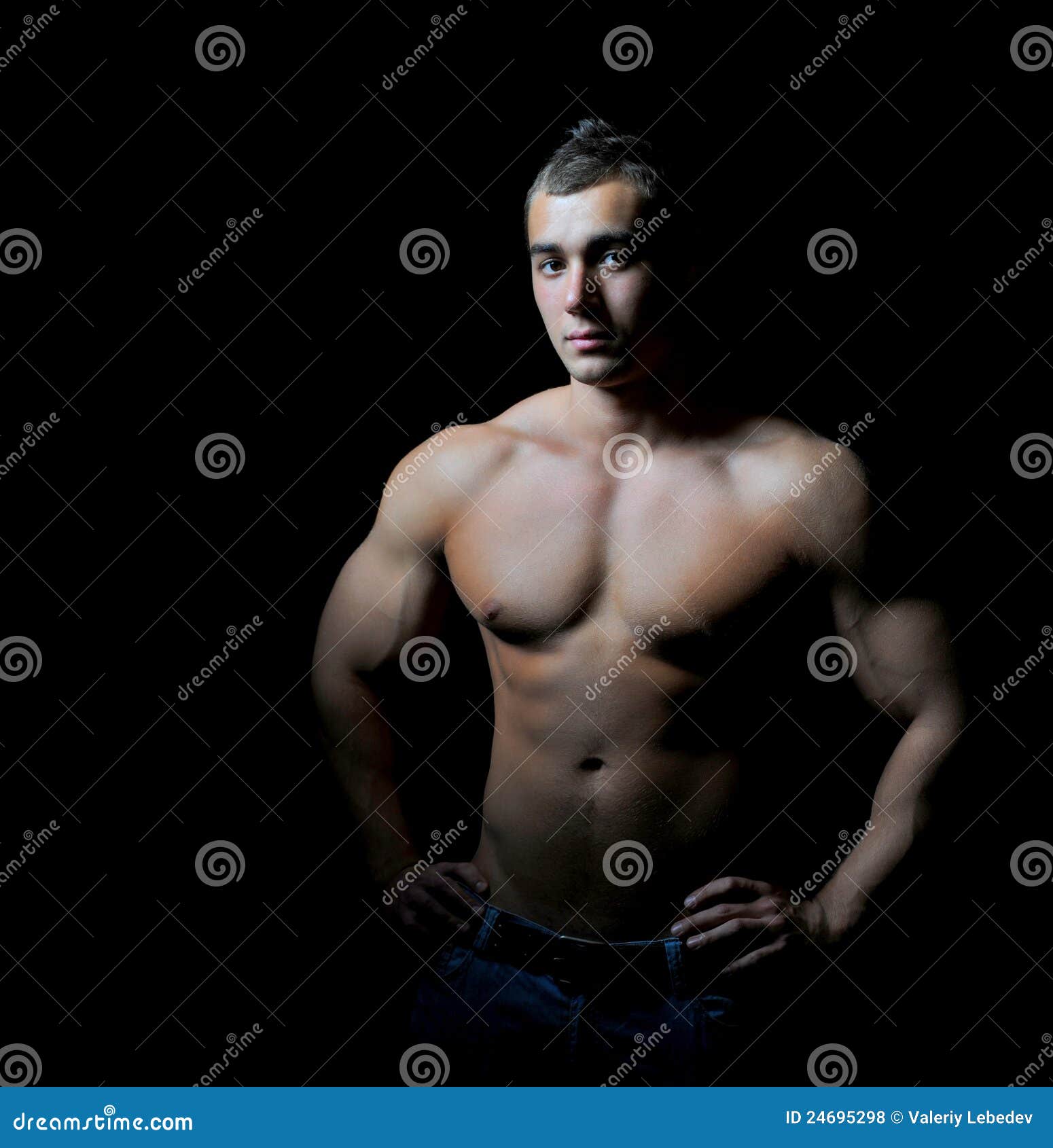 Bodybuilder Showing His Muscles Stock Photo - Image of health, black ...