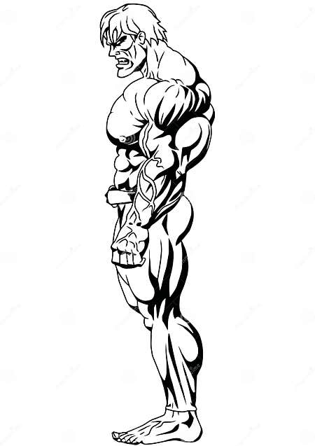 Muscular Bodybuilder Side View Pose Stock Vector - Illustration of ...