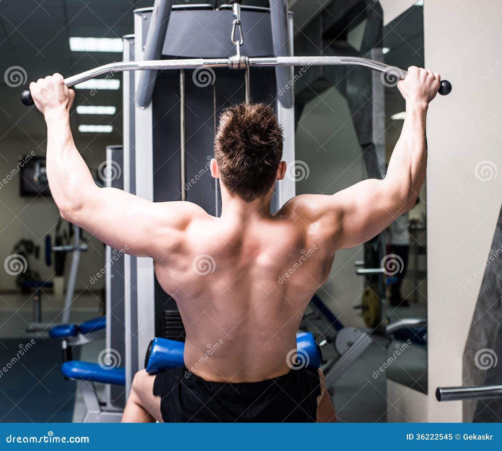 Bodybuilder with simulator stock image. Image of athlete - 36222545