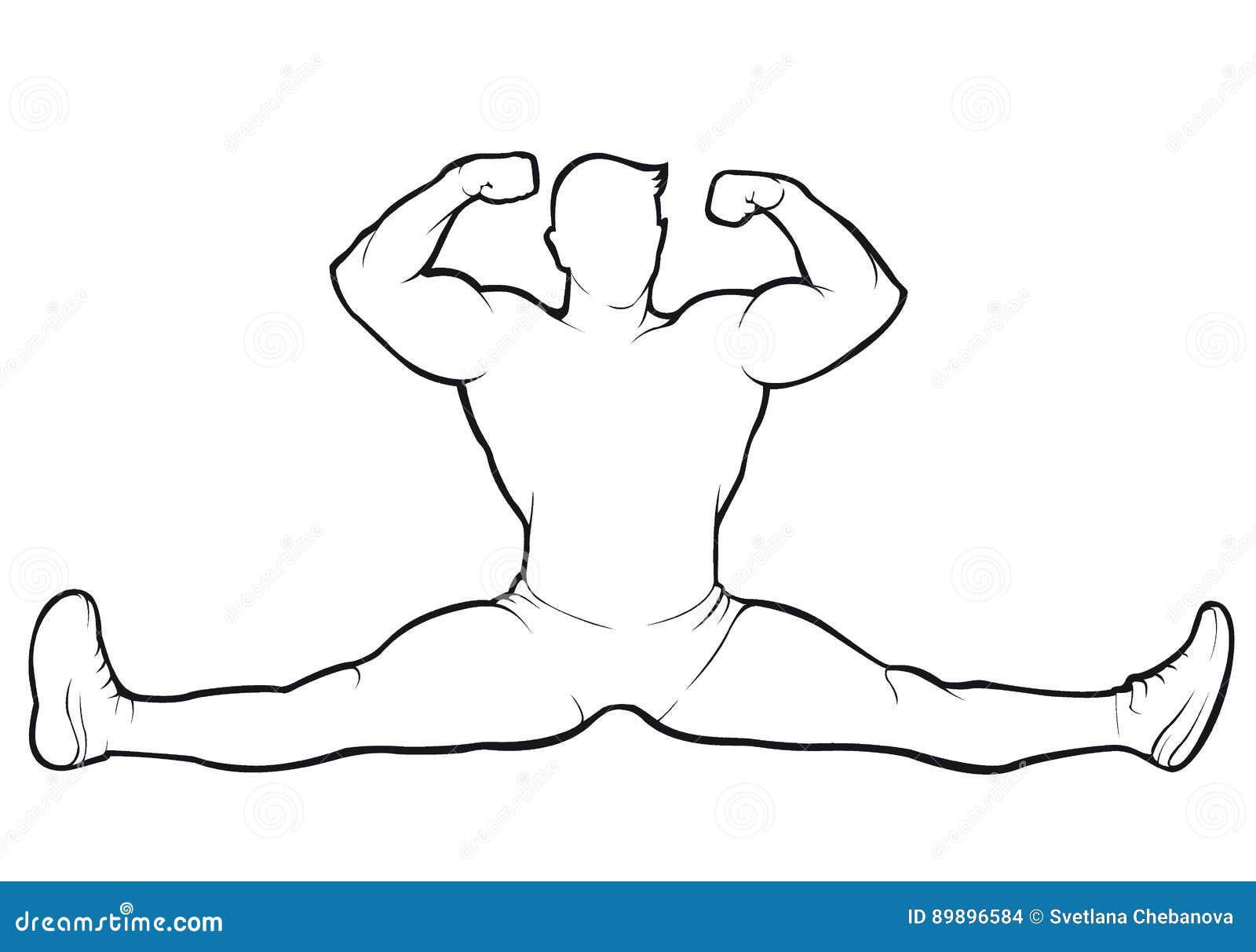 Bodybuilder Sitting In The Splits Cartoon Vector | CartoonDealer.com ...