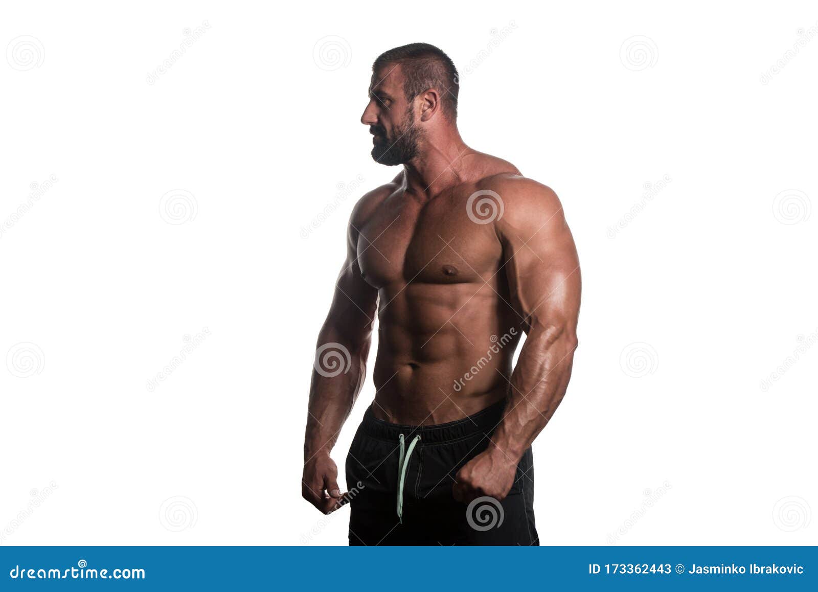 Bodybuilder with Six Pack Over White Background Stock Image - Image of ...