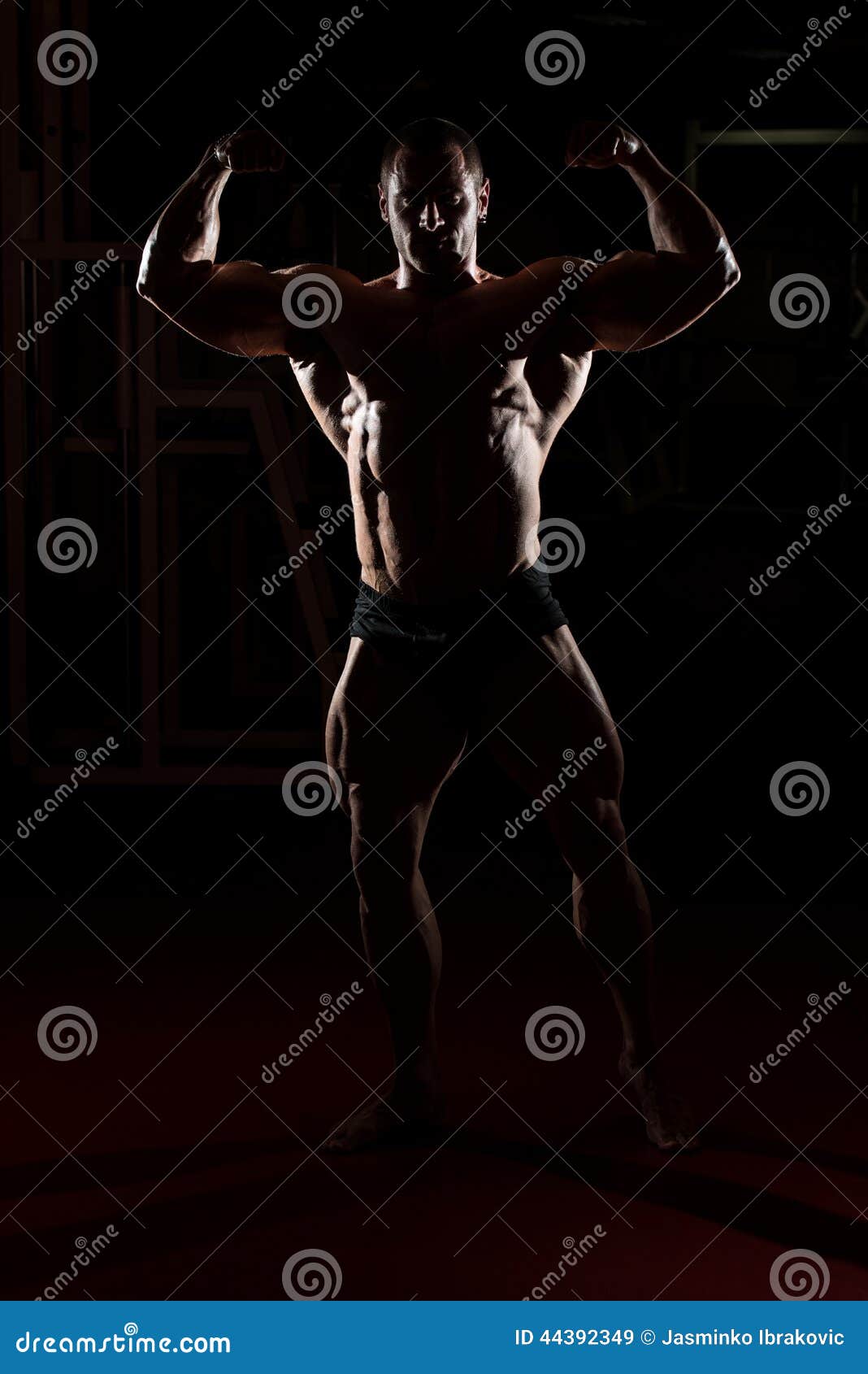 Bodybuilder Standing in the Gym and Flexing Muscles Stock Image - Image ...