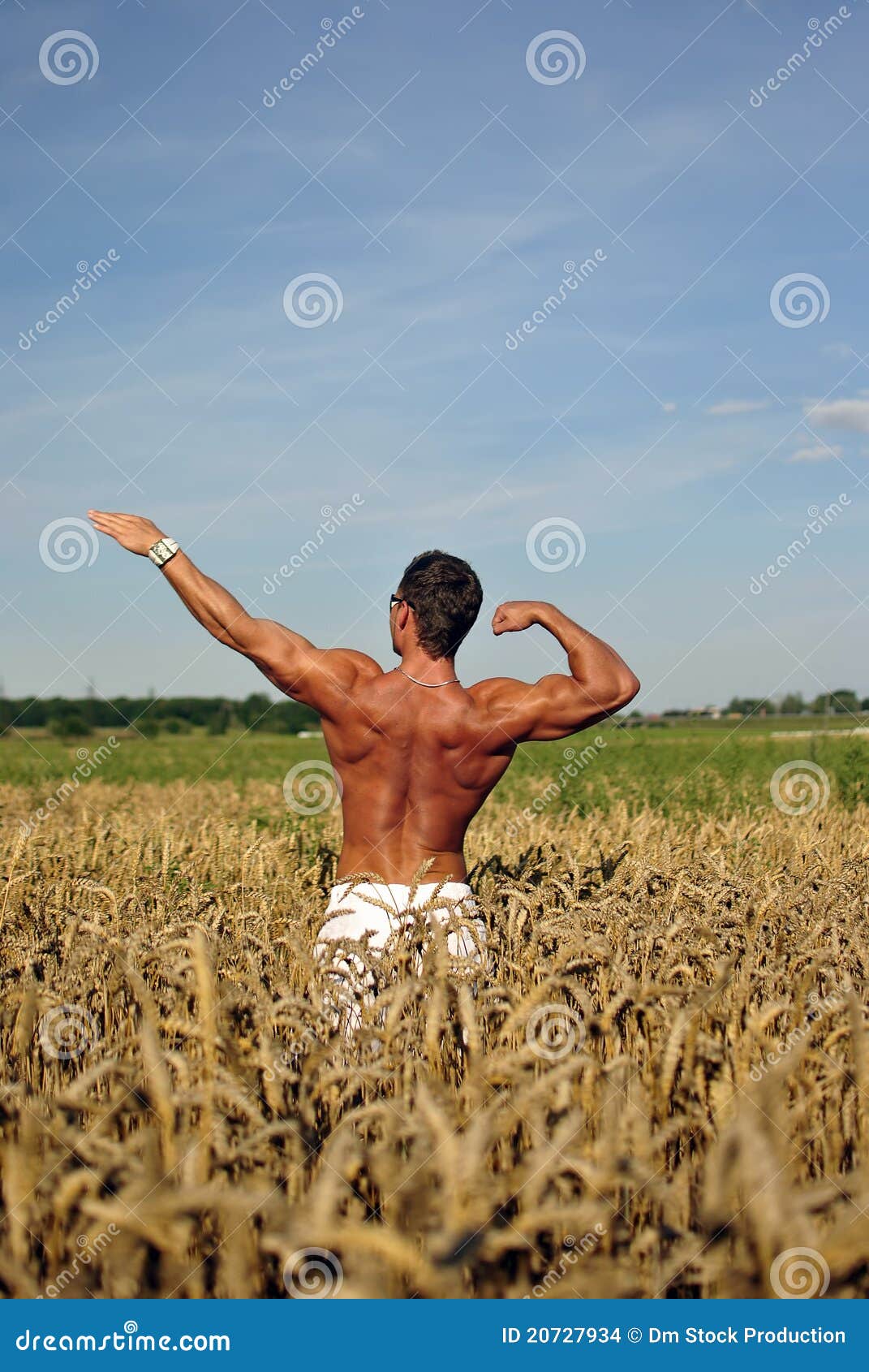 Bodybuilder Standing Waist-deep in the Field Stock Photo - Image of ...